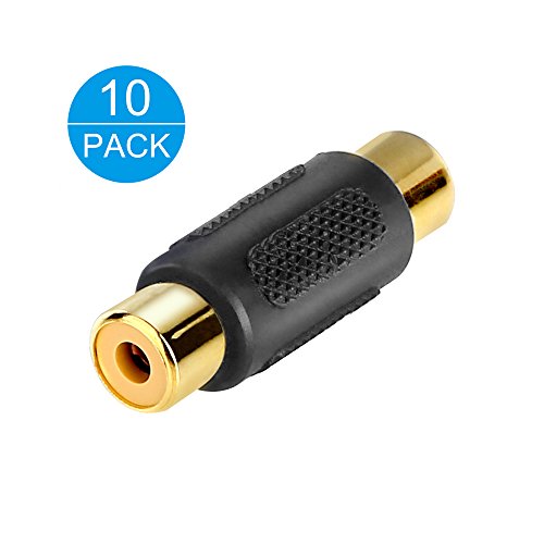 ELECTOP [10 Pack] RCA Female to Female Coupler Audio Video Gold Adapter, for Phono,Speaker,RCA Cable,Amplifier