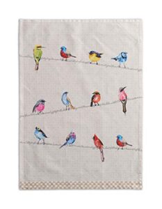 maison d' hermine birdies on wire 100% cotton set of 2 multi-purpose kitchen soft absorbent dish towels | tea , bar towels (20 inch by 27.50 inch)