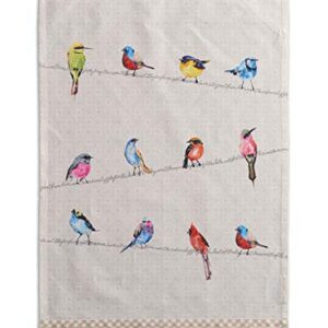 Maison d' Hermine Birdies On Wire 100% Cotton Set of 2 Multi-Purpose Kitchen Soft Absorbent Dish Towels | Tea , Bar Towels (20 Inch by 27.50 Inch)