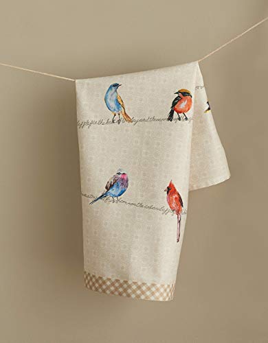 Maison d' Hermine Birdies On Wire 100% Cotton Set of 2 Multi-Purpose Kitchen Soft Absorbent Dish Towels | Tea , Bar Towels (20 Inch by 27.50 Inch)