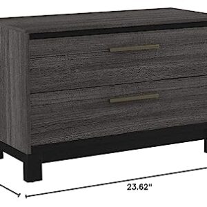 Roundhill Furniture Loana Wood 2-Drawer Nightstand, Antique Grey