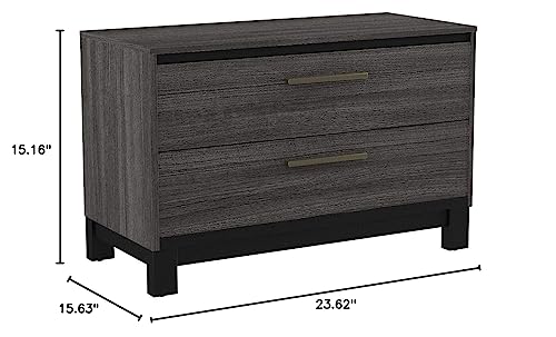 Roundhill Furniture Loana Wood 2-Drawer Nightstand, Antique Grey