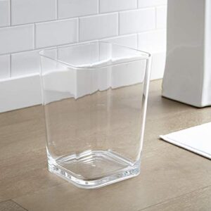 Huang Acrylic Clear Square Wastebasket Trash Can | Garbage Container Bin for Bathrooms, Kitchens, Home Offices | Shatter-Proof, Stylish, Durable and Compact Design