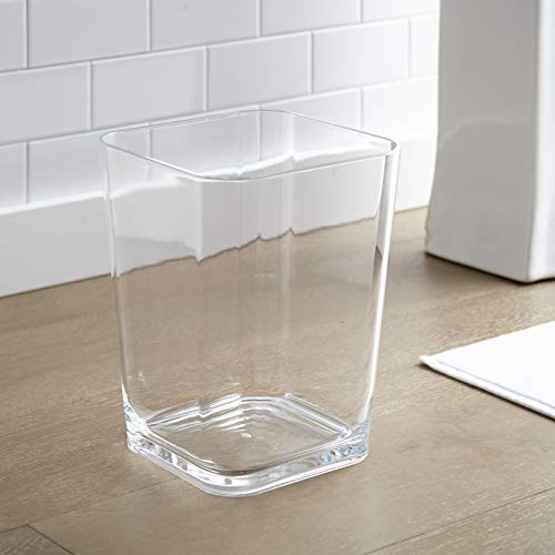 Huang Acrylic Clear Square Wastebasket Trash Can | Garbage Container Bin for Bathrooms, Kitchens, Home Offices | Shatter-Proof, Stylish, Durable and Compact Design