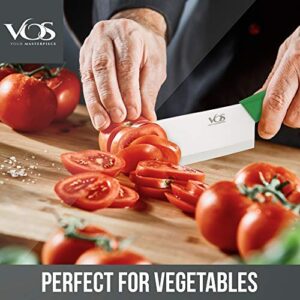 Vos vegetable Ceramic Knife 6.5 Inch Cleaver - Ergonomic Kitchen Knife with Ultra-Sharp Ceramic Blade and Green Handle - Lightweight Easy To Clean Chef Butcher Knife With Gift Box