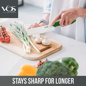 Vos vegetable Ceramic Knife 6.5 Inch Cleaver - Ergonomic Kitchen Knife with Ultra-Sharp Ceramic Blade and Green Handle - Lightweight Easy To Clean Chef Butcher Knife With Gift Box