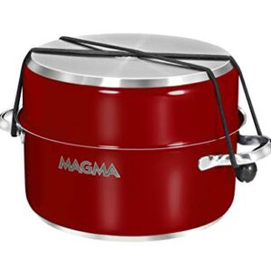 Magma Products, A10-366-MR-2-IN Gourmet Nesting 10-Piece Red Stainless Steel Induction Cookware Set with Ceramica Non-Stick