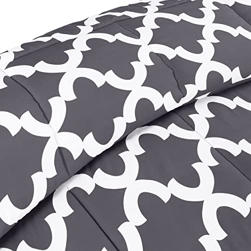 Utopia Bedding - Comforter Bedding Set with 2 Pillow Shams - Bedding Comforter Sets - Down Alternative Comforter - Soft and Comfortable - Machine Washable, Quatrefoil Gray, Queen