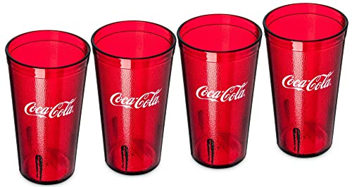 Carlisle Paddles Coca Cola Logo Ruby Red Plastic Tumblers Set of 4-16oz (Coke)