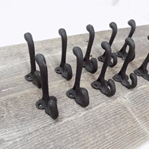 Midwest Craft House 10 Cast Iron Black School Hat Coat Rack Hall Tree Hooks 3 1/4"