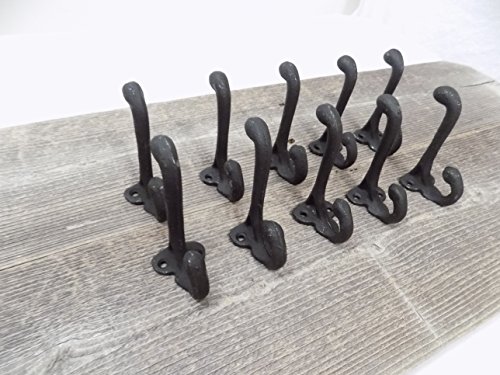 Midwest Craft House 10 Cast Iron Black School Hat Coat Rack Hall Tree Hooks 3 1/4"