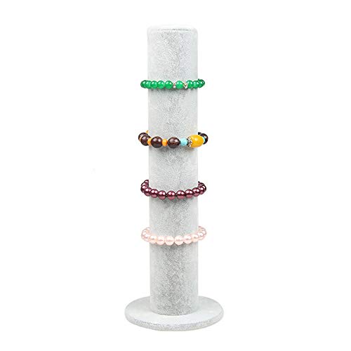 BOCAR Velvet Vertical Tower Jewelry Bracelet Display Stand Bangle T-Bar Display Holder (CTZ- gray)