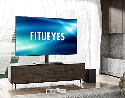 FITUEYES Universal TV Stand/Base Swivel Tabletop TV Stand with Mount for 50 to 85 inch Flat Screen TV 100 Degree Swivel, 4 Level Height Adjustable,Tempered Glass Base,Holds up to 143lbs Screens