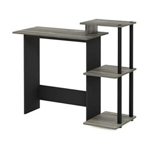 furinno efficient home laptop notebook computer desk with square shelves, french oak grey/black