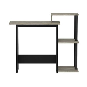 Furinno Efficient Home Laptop Notebook Computer Desk with Square Shelves, French Oak Grey/Black