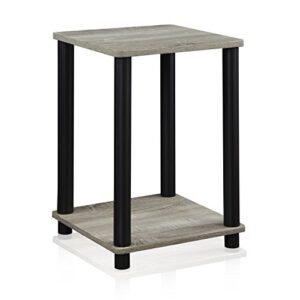 furinno turn-n-tube haydn end table, 1-pack, french oak grey/black