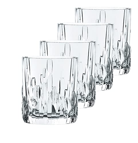 Nachtmann Shu Fa series Whiskey Tumbler Set of 4, Clear Crystal Glass, 4-Inch, Tumbler for Scotch, Cocktail, Liquor, or Bourbon, 11-Ounce, dishwasher safe