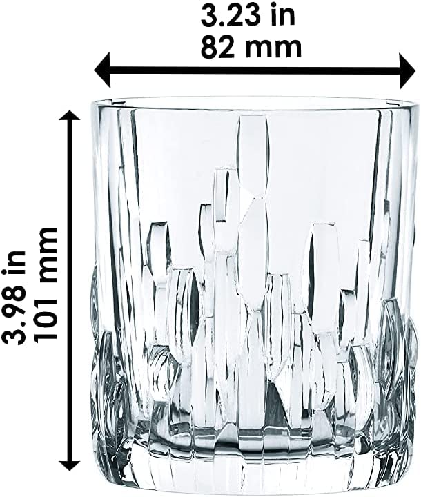 Nachtmann Shu Fa series Whiskey Tumbler Set of 4, Clear Crystal Glass, 4-Inch, Tumbler for Scotch, Cocktail, Liquor, or Bourbon, 11-Ounce, dishwasher safe