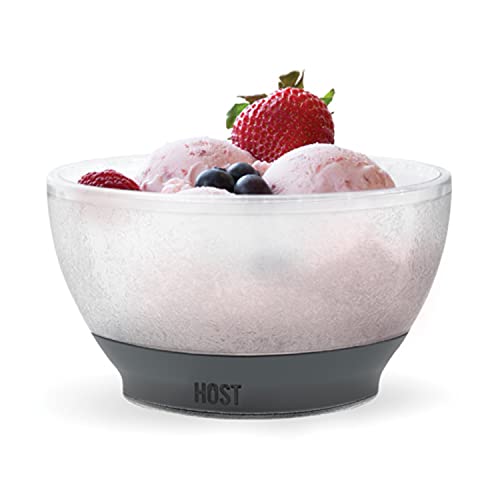 Host Ice Cream Freeze Bowl, Double Walled Insulated Freezer Gel Chiller Kitchen Accessory for Dessert, Dip, Cereal, with Comfort Silicone Grip, Plastic, Grey, 0.47 liters