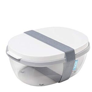 MEPAL, Duo-Salad Box with 2 Compartments for Food Storage, Plus a Detachable Mini Box, Portable, BPA Free, Nordic White, Holds 1900ml|64.2oz, 1 Count