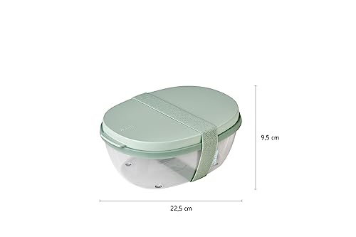 MEPAL, Duo-Salad Box with 2 Compartments for Food Storage, Plus a Detachable Mini Box, Portable, BPA Free, Nordic White, Holds 1900ml|64.2oz, 1 Count