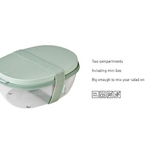 MEPAL, Duo-Salad Box with 2 Compartments for Food Storage, Plus a Detachable Mini Box, Portable, BPA Free, Nordic White, Holds 1900ml|64.2oz, 1 Count