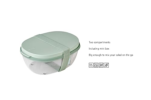 MEPAL, Duo-Salad Box with 2 Compartments for Food Storage, Plus a Detachable Mini Box, Portable, BPA Free, Nordic White, Holds 1900ml|64.2oz, 1 Count