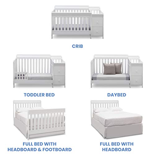 Delta Children Bentley S 4-in-1 Convertible Crib and Changer - Greenguard Gold Certified, White