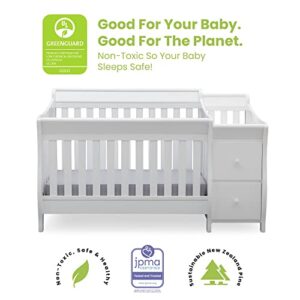 Delta Children Bentley S 4-in-1 Convertible Crib and Changer - Greenguard Gold Certified, White