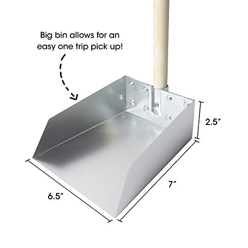 Spotty Wood Handle Pooper Scooper Durable Solid Metal Poop Tray with Rake 36.75" Long Handled Scoop | Great for Large or Small Dogs | No Assembly Required | Better for The Environment Than Plastic