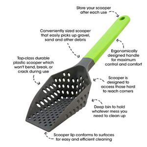 Cold Life Easy to Clean Sifting Litter Scoop Shovel for Small Pets Or Reptile Terrarium Sand Waste,Green,9 inches