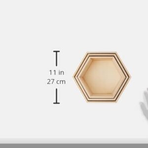 Artemio 14001892 Set of 3 Hexagonal Shelves to Decorate, Wood, Beige, 30 x 26.5 x 10 cm