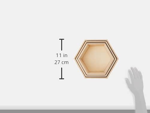 Artemio 14001892 Set of 3 Hexagonal Shelves to Decorate, Wood, Beige, 30 x 26.5 x 10 cm