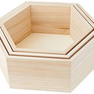 Artemio 14001892 Set of 3 Hexagonal Shelves to Decorate, Wood, Beige, 30 x 26.5 x 10 cm