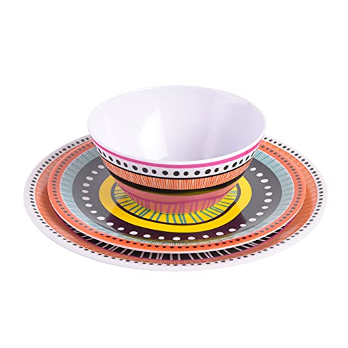 Gibson Home Almira Melamine Dinnerware, Assorted, Service for Four (12pcs)