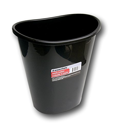 Greenbrier International Essentials Black Plastic Oval Wastebasket - 7 Qt.