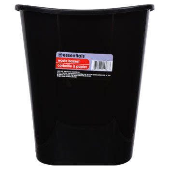 Greenbrier International Essentials Black Plastic Oval Wastebasket - 7 Qt.