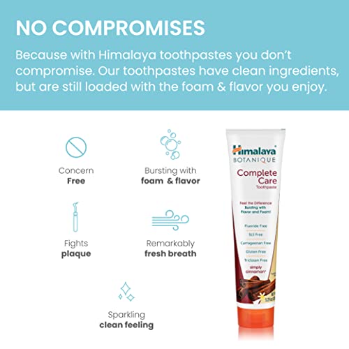 Himalaya Botanique Complete Care Toothpaste, Simply Cinnamon, Plaque Reducer for Brighter Teeth and Fresh Breath, 5.29 oz