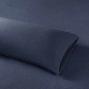 INK+IVY 100% Cotton Jersey Knit Heathered Fabric Sheet 13" Deep Pocket Modern All Season, Soft Bedding-Set, Matching Pillow Case, Queen, Navy, 4 Piece (II20-710)