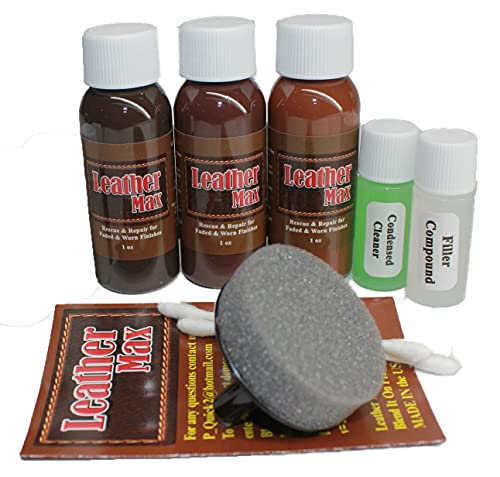 Leather Max Complete Leather Refinish, Restore, Recolor & Repair Kit/Now with 3 Color Shades to Blend with/Leather & Vinyl Refinish (Neutral Mix)