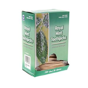 Royal FBA_RIW12S Plain Individual Cello Wrapped Toothpicks, Package of 1000, 2.5", Beige