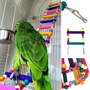 Bird Parrot Toys Ladders Swing Chewing Toys Hanging Pet Bird Cage Accessories Hammock Swing Toy for Small Parakeets Cockatiels, Lovebirds, Conures, Macaws, Lovebirds, Finches (12 Ladders)