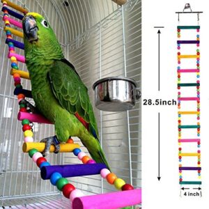 Bird Parrot Toys Ladders Swing Chewing Toys Hanging Pet Bird Cage Accessories Hammock Swing Toy for Small Parakeets Cockatiels, Lovebirds, Conures, Macaws, Lovebirds, Finches (12 Ladders)