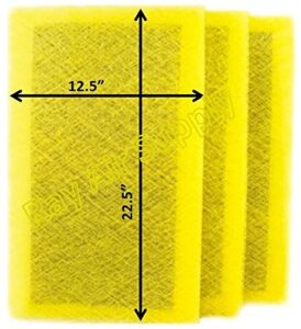 rayair supply 14x25 micropower guard air cleaner replacement filter pads (3 pack) yellow