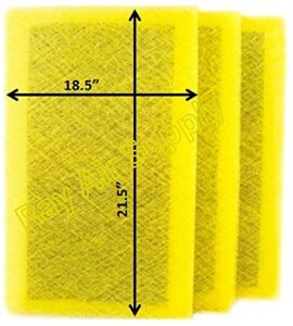 rayair supply 20x24 micropower guard air cleaner replacement filter pads (3 pack) yellow