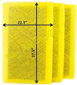 rayair supply 24x30 micropower guard air cleaner replacement filter pads (3 pack) yellow