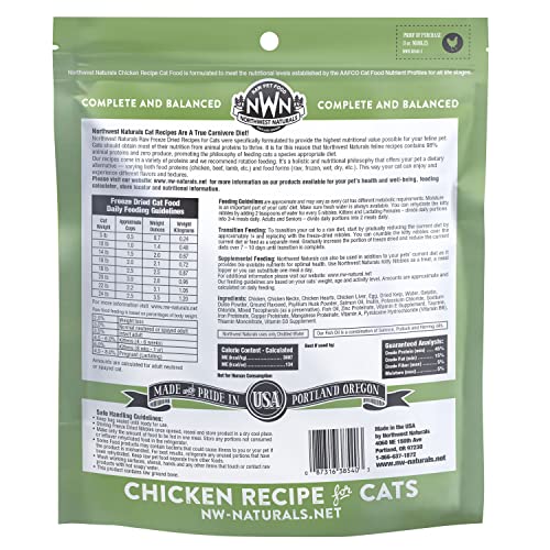 Northwest Naturals Freeze Dried Diet for Cats – Chicken Cat Food – Grain-Free, Gluten-Free Pet Food, Cat Training Treats – 11 Oz.