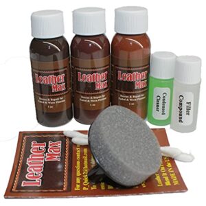 Leather Max Complete Leather Refinish, Restore, Recolor & Repair Kit/Now with 3 Color Shades to Blend with/Leather & Vinyl Refinish (Bold Brown)