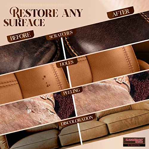 Leather Max Complete Leather Refinish, Restore, Recolor & Repair Kit/Now with 3 Color Shades to Blend with/Leather & Vinyl Refinish (Bold Brown)