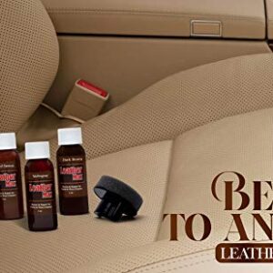 Leather Max Complete Leather Refinish, Restore, Recolor & Repair Kit/Now with 3 Color Shades to Blend with/Leather & Vinyl Refinish (Bold Brown)